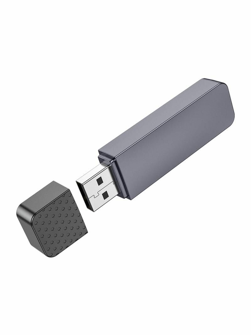 Картридер USB-A 2.0 SD microSD Hoco HB45 два слота - черный