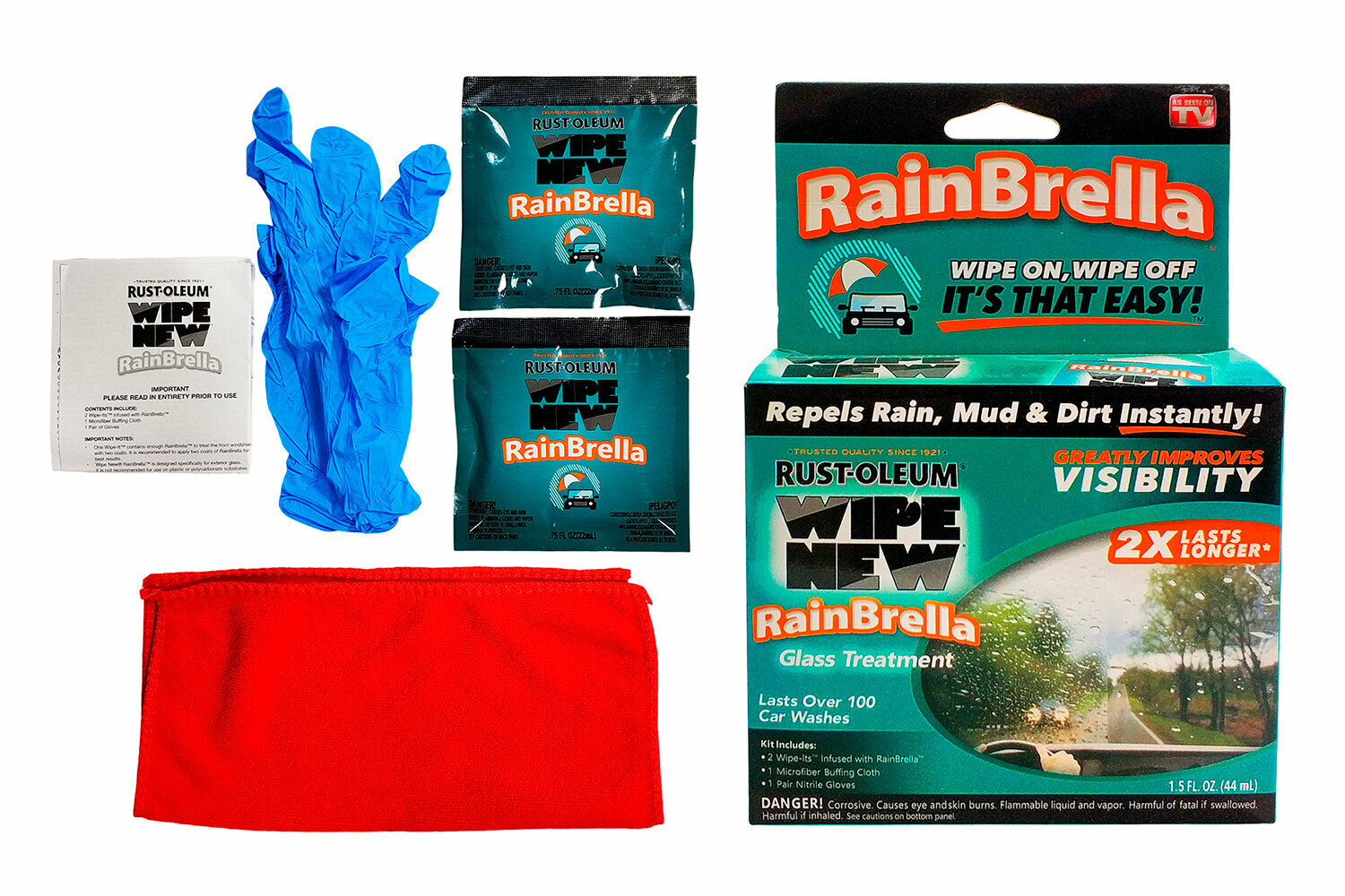 Антидождь для стекол автомобилей RAIN BRELLA, набор с салфеткой