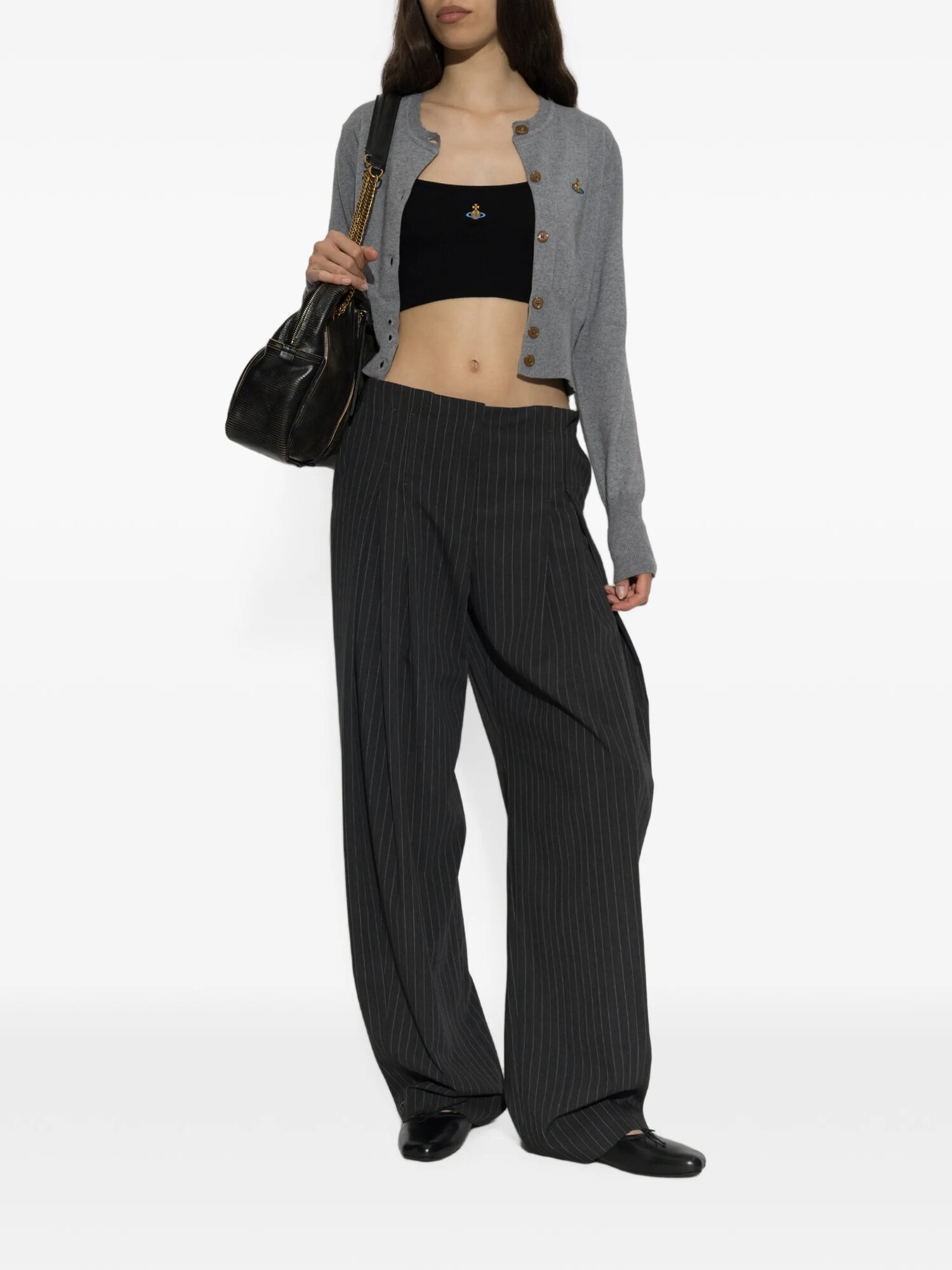 Топ Vivienne Westwood Orb-embroidered ribbed top, размер 40 — фото 1