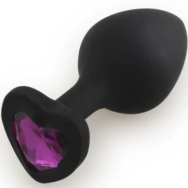 Play Secrets Silicone Butt Plug Heart Shape Medium, черный/фиолетовый. Средняя анальная пробка с кристаллом в форме сердца