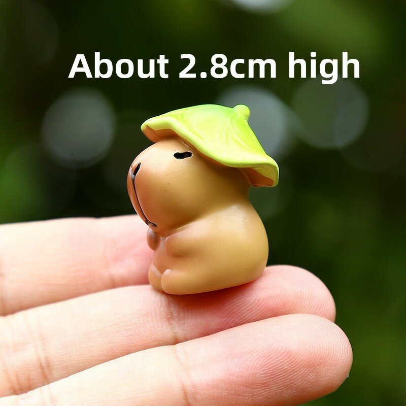 Капибара resin collectible toy miniature relaxing desktop ornament for gift lotus leaf