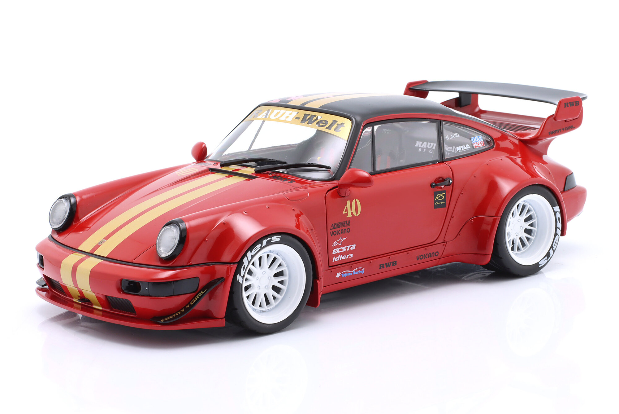 Модель коллекционная SOLIDO Porsche 911 rwb red suzuka 2021 red/flatblack/matt-golden / порше 911 рвб красный