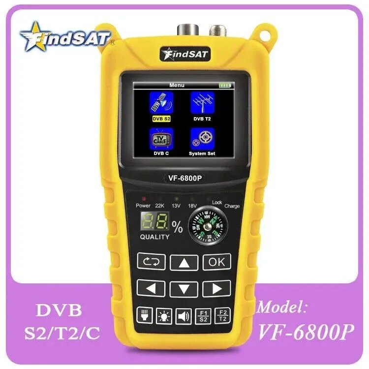 FindSAT VF-6800P Спутниковый искатель DVB-S2/T-C Combo с компасом