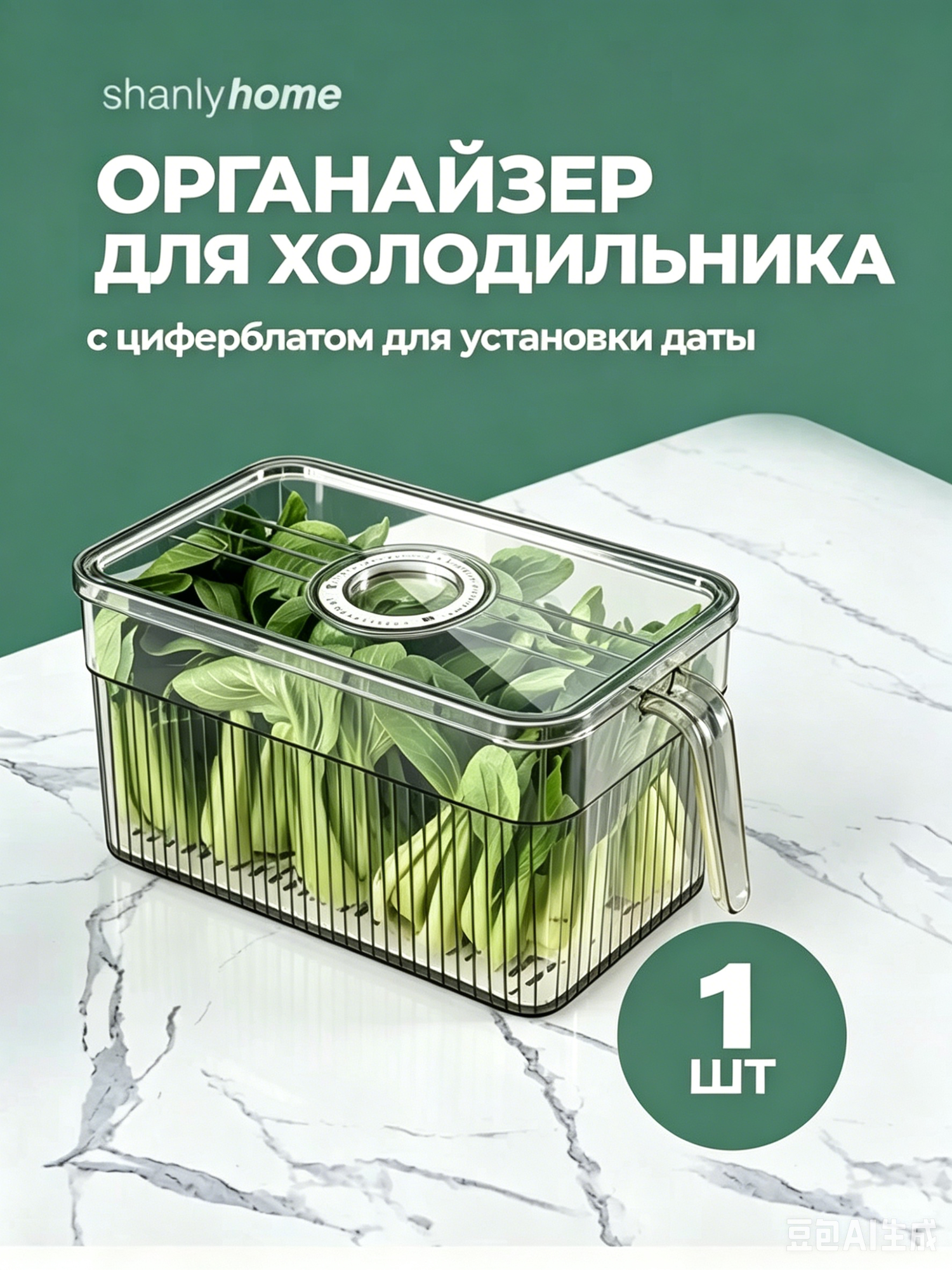 Контейнер пищевой Shanly, с крышкой, 13 см x 25 см, 4 л, 1шт