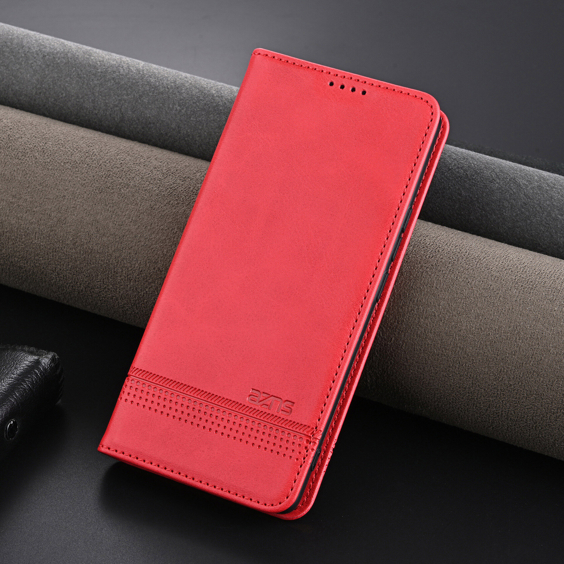 Чехол-книжка MyPads для Honor 70 Pro / 70 Pro+ / Хонор 70 Про Плюс, из импортной эко-кожи с подставкой и визитницей, красный