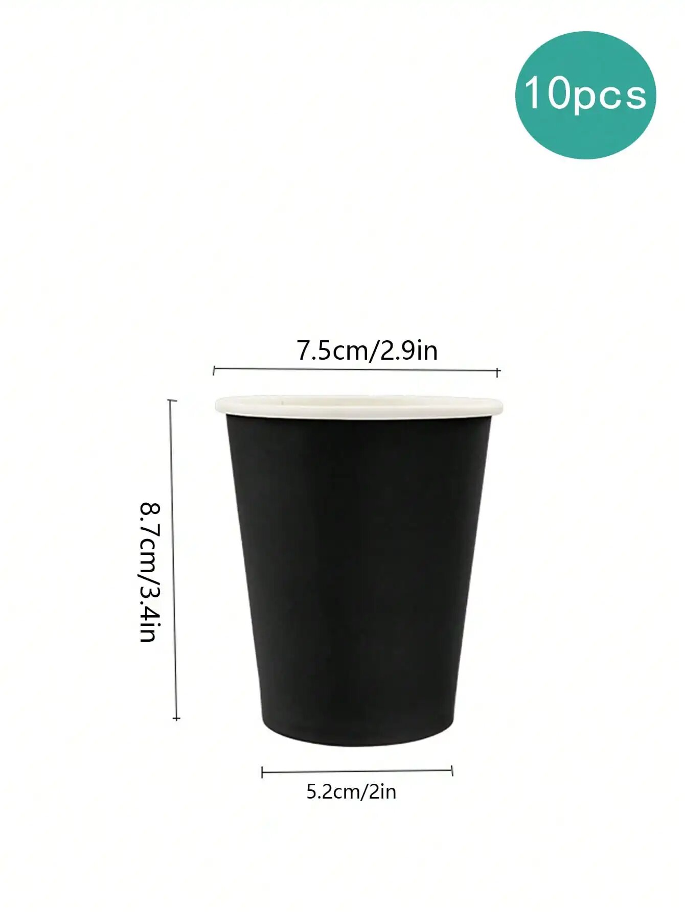 Одноразовые бумажные стаканы для вечеринок Черный, 10pcs black