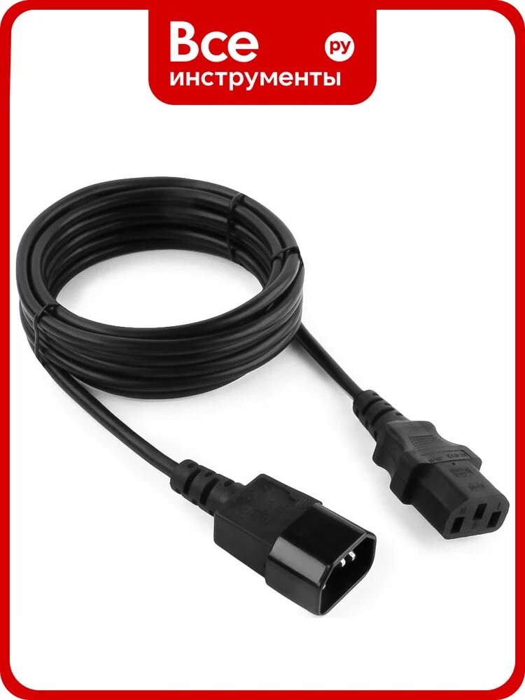 Кабель питания Cablexpert системный блок-монитор, 3.0м, C13-C14, VDE, 3х0.75мм2, 10А, с заземлением, 3м, черный, пакет PC-189-VDE-3M
