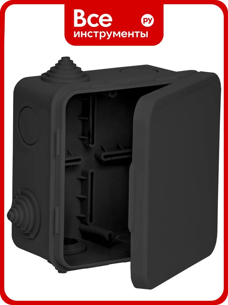 Распаячная коробка IEK км41256 100x100x50мм о/к ip54 8 вв. черная UKO31-100-100-050-K02-54