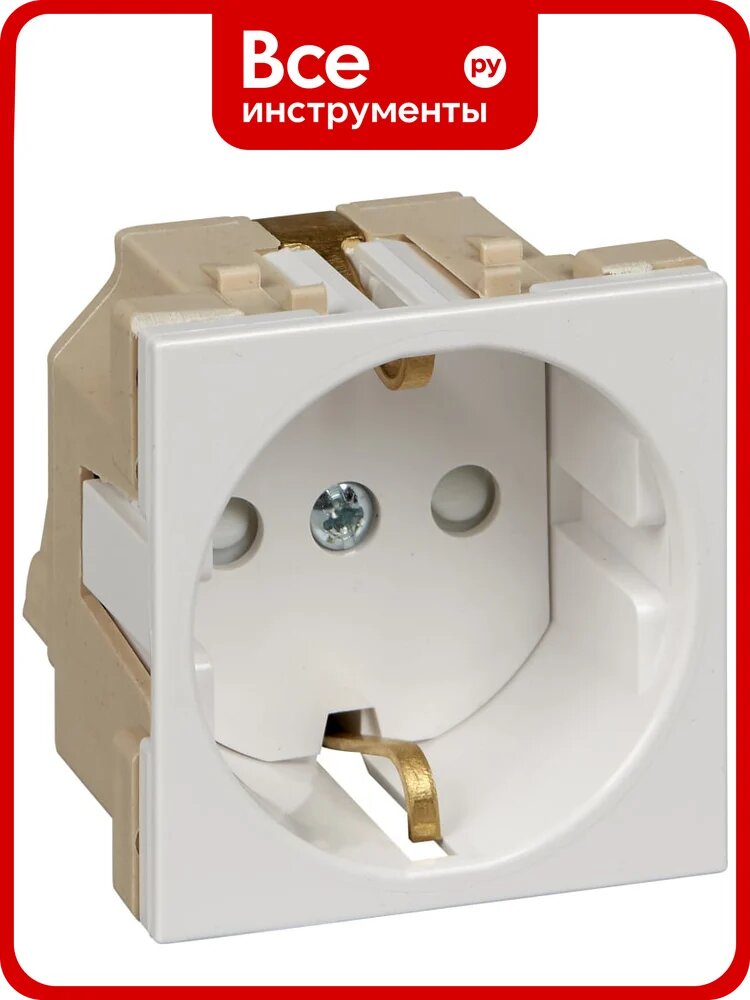 Розетка Systeme Electric В45 С/У С ЗК, для кабель-канала, 250В, 16А, защитные шторки, белый RN16-113-B