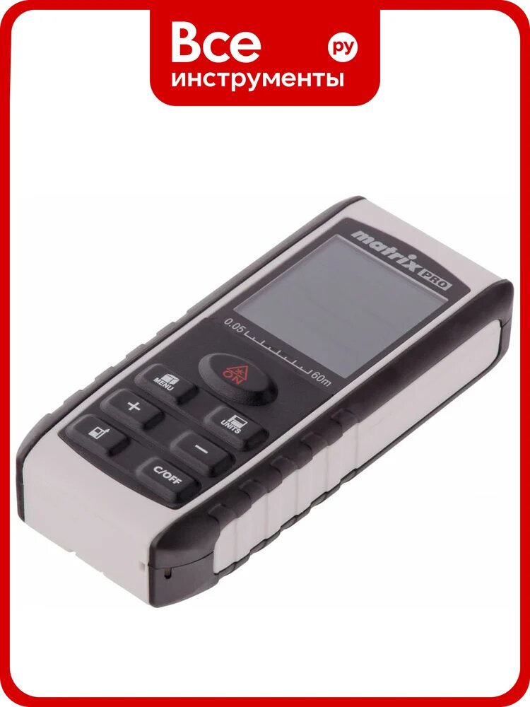 Лазерный дальномер с электронным угломером Matrix LD-60 38016, для измерения линейных расстояний