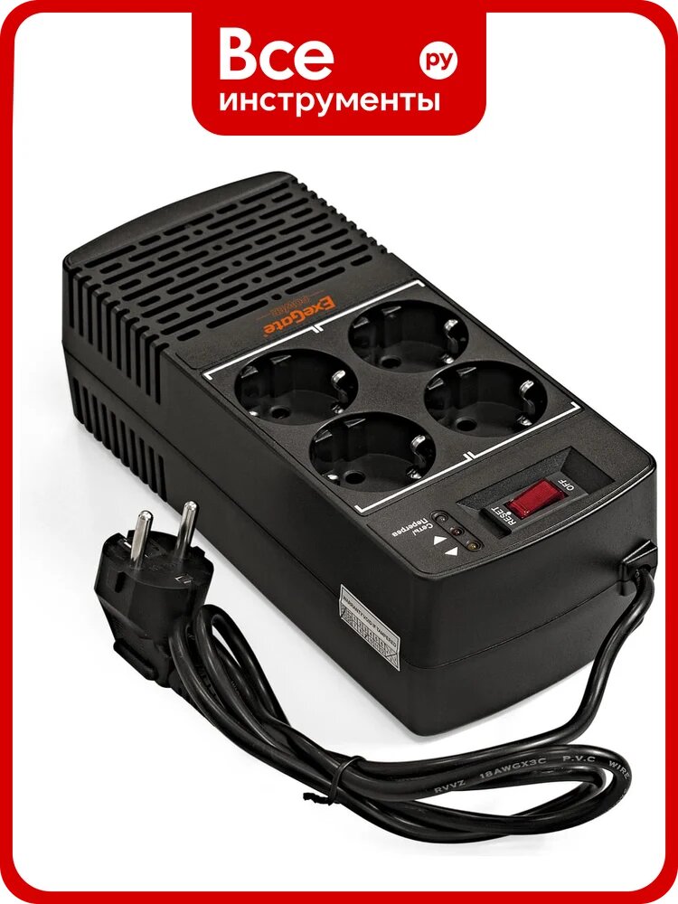 Стабилизатор ExeGate Power AD5000-600 600VA/300W, диапазон 150-280В, 4 евророзетки 285937