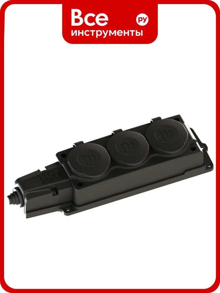 Колодка удлинителя Systeme Electric 3-м MultiSet 16А 250В IP44 с заземл. каучук черн. SE MST4103BK, для сборки