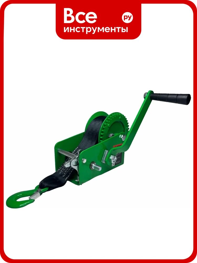 Ручная барабанная лебедка HITCH HW 1350 кг, лента 10 м SZ073171