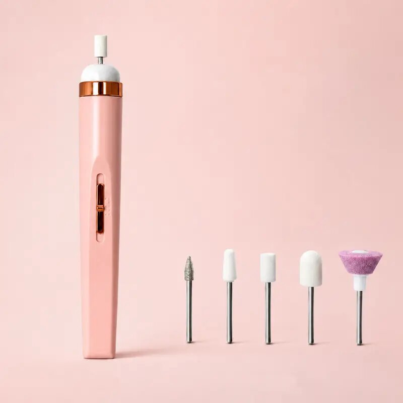 Электрическая маникюрная машинка с 5 насадками, LED-подсветка, USB-перезаряжаемая