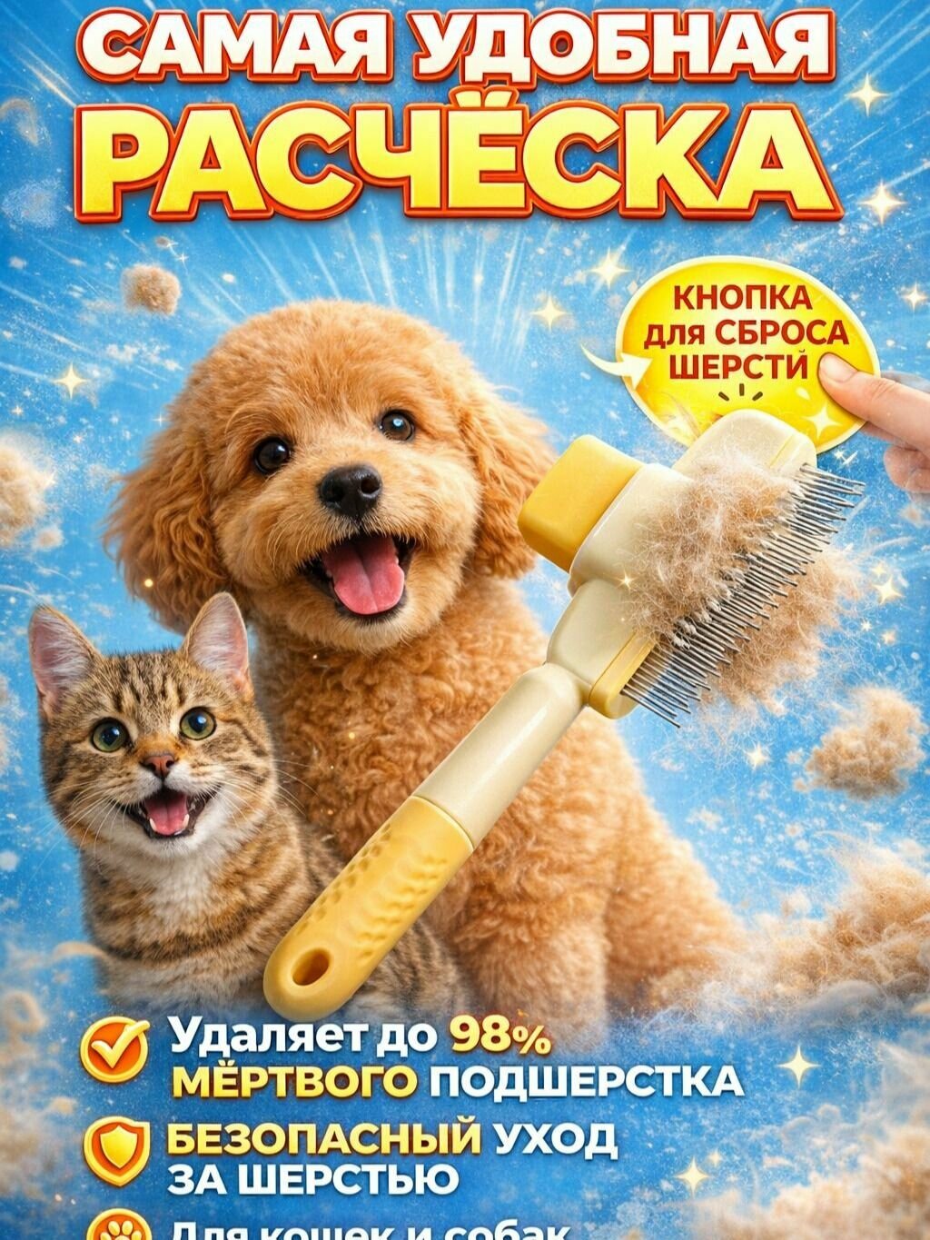 Расческа для мальтипу, Расческа для пуделя, Вычесыватель для кошек, Экспресс линька, Стриппинг для кошек для собак и кошек для линьки для удаления шерсти