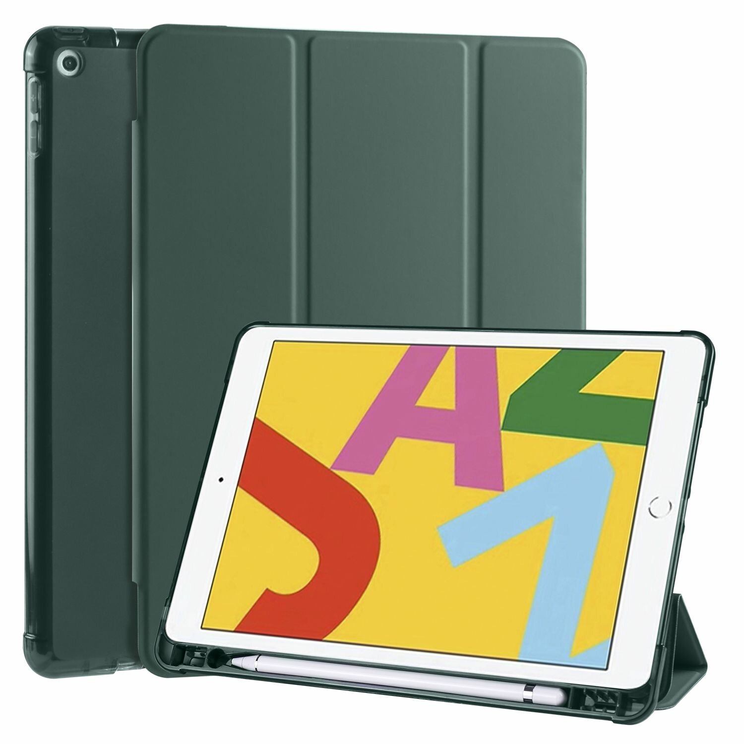 Чехол iPad 7 (2019) / 8 (2020) / 9 (2021) 10.2" с держателем для стилуса темно-зеленый