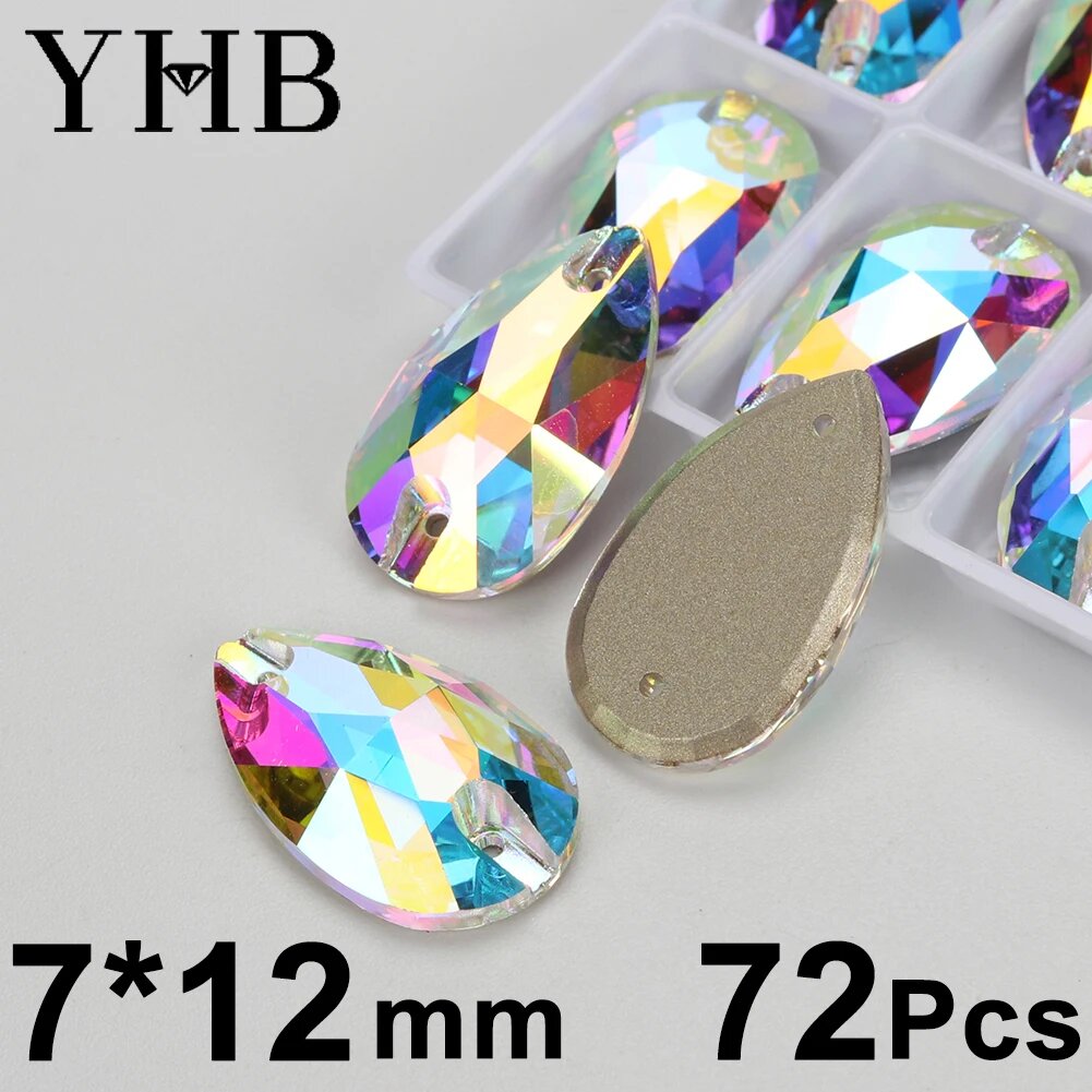 Стразы YHB 001AB Crystal AB XIRIUS Cosmic для пришивания Drop 7X12mm
