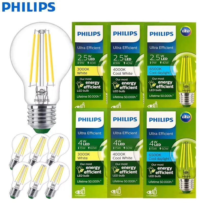 Philips Лампочка, Цоколь: E27, 2.5 Вт, 4 шт.