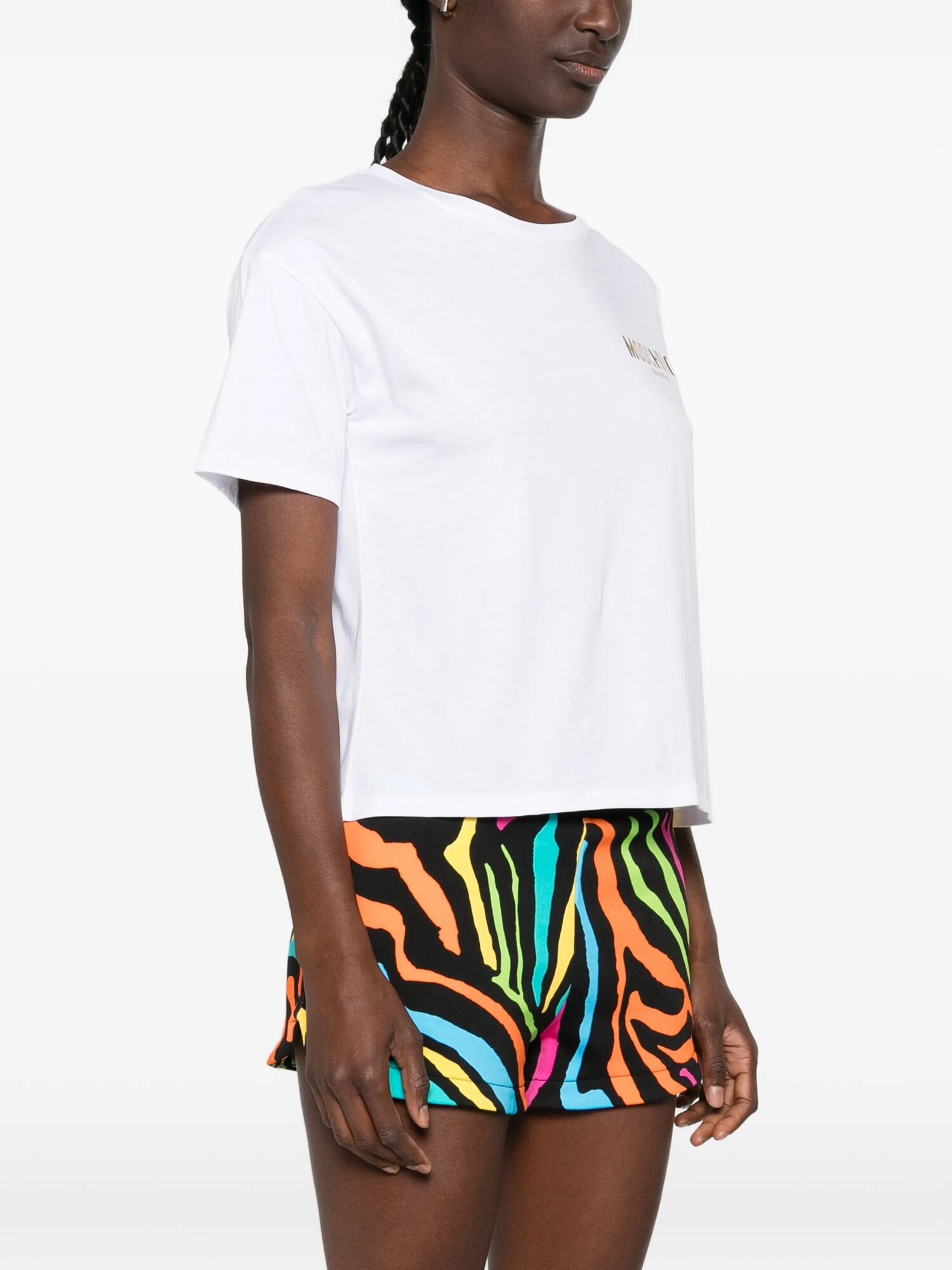Футболка MOSCHINO Logo-print T-shirt, размер 40, бежевый/белый — фото 1