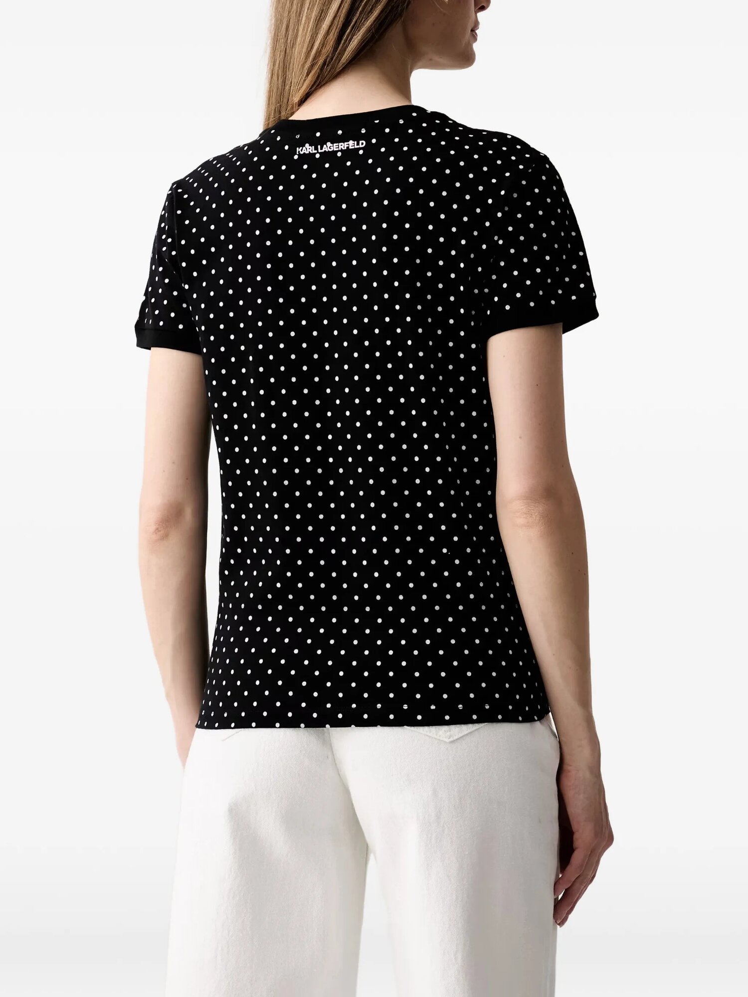 Футболка Karl Lagerfeld Polka-dot logo-patch T-shirt, размер 32 — фото 1