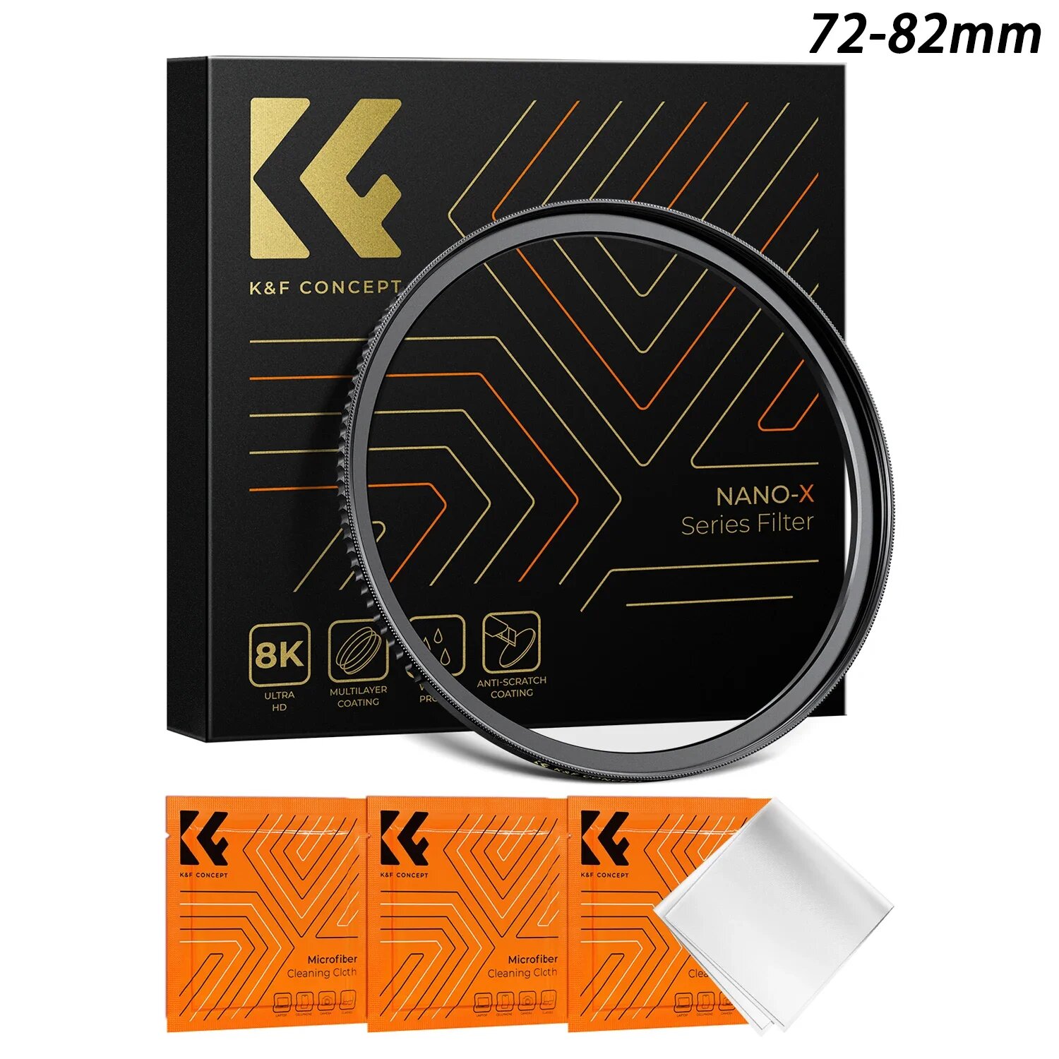 Переходные кольца K&F CONCEPT из латуни для объективов Canon, Nikon, Sony 72-82mm