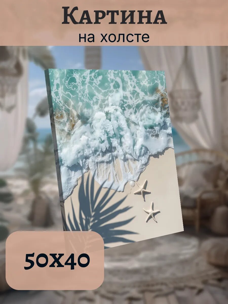 Картина 40х50 Море Пляж Песок Эстетика Солнце Волны