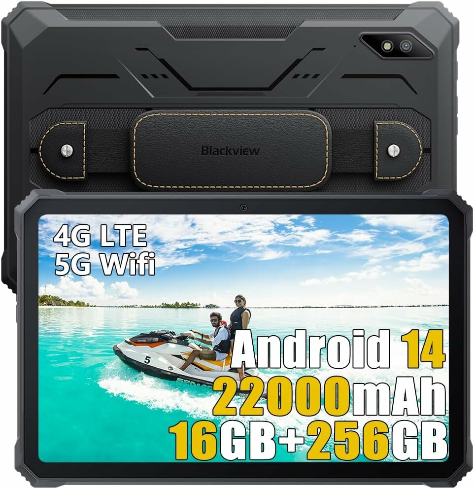 Blackview Active 8 Pro, 16 (8+8) ГБ + 256 ГБ, 22000 мАч, 10,4 дюйма, Android 14