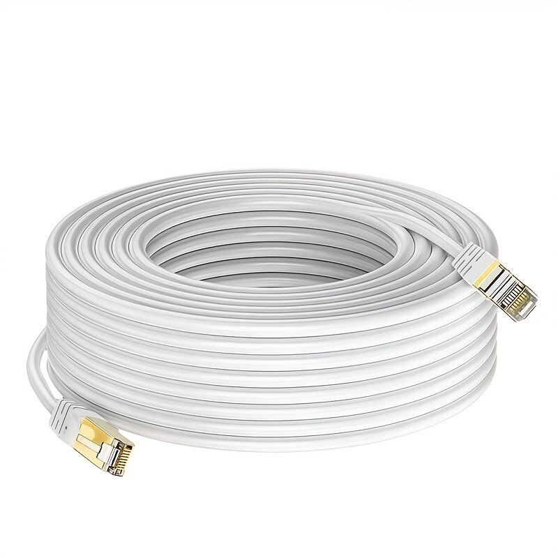 Сетевой кабель Ethernet RJ45 Cat.6, 15 м, скорость передачи 1 Гбит/с, позолоченные коннекторы, бело-золотой
