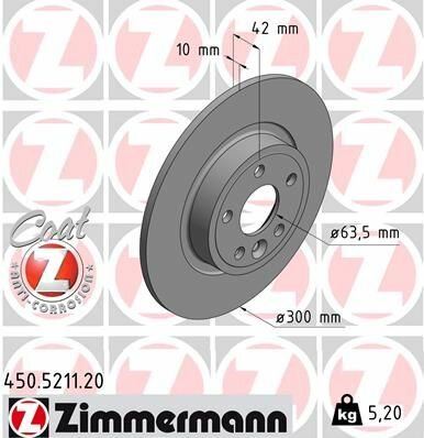 450.5211.20 Диск тормозной JAGUAR 15- задн. Coat Z