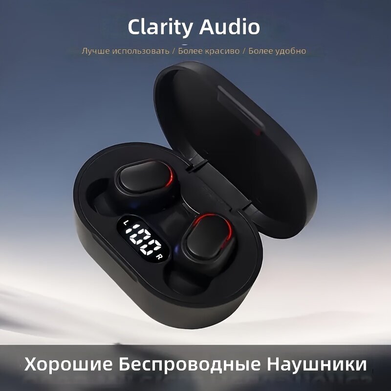 Беспроводные наушники TWS с сенсорным управлением и LED-дисплеем, внутриканальные, для спорта, музыки и игр, совместимые с iOS/Android, черный