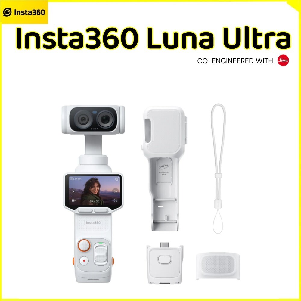 Insta360 Luna Ultra Стандартный набор | 8K Leica Двойная камера, 3-осевой стабилизатор, AI, 4K60fps Ночь