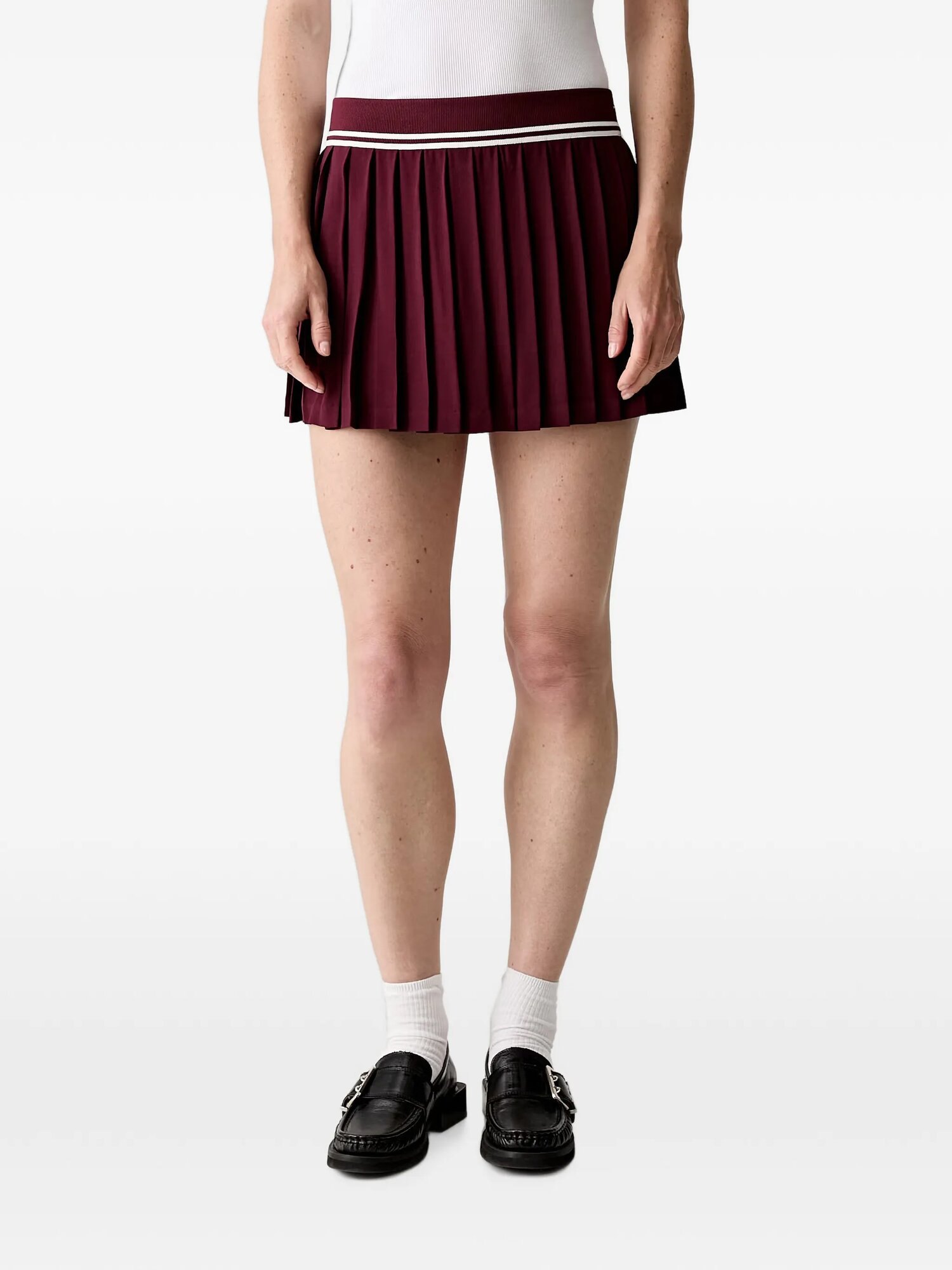 Юбка Sporty & Rich Abigail pleated logo-embroidered mini skirt
