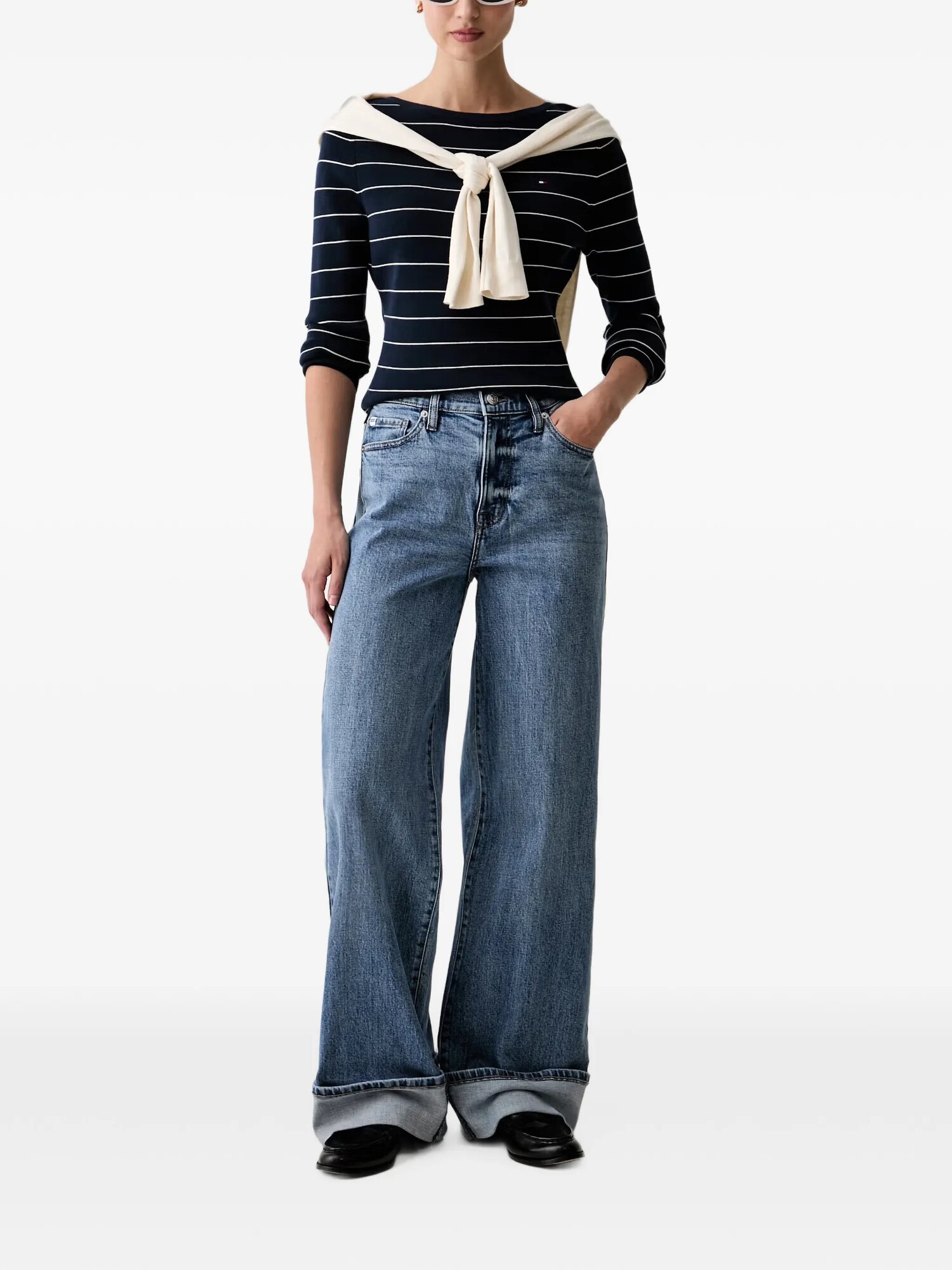 Джинсы широкие DKNY Faded wide-leg jeans, размер 28 — фото 1