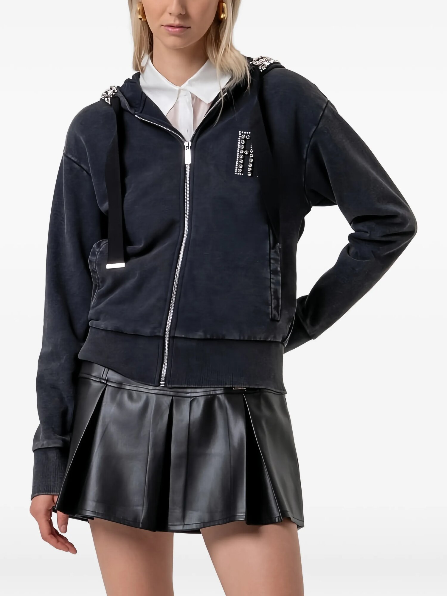 Худи Crystal-embellished zip-up hoodie