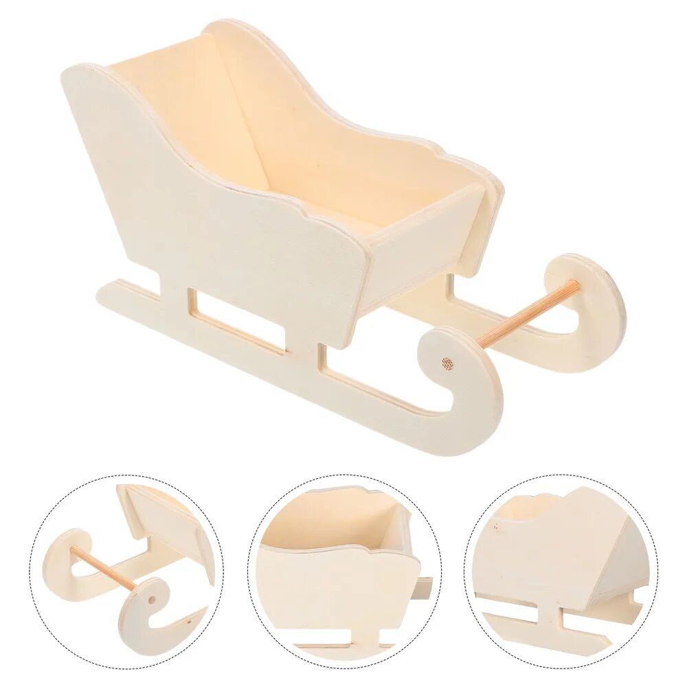 Фигурка декоративная "Сани Санты", Light Brown, дерево, 6.35x15.92 см