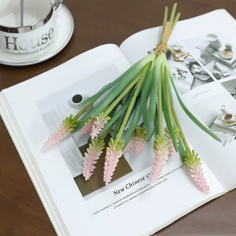 Искусственные цветы гиацинты LaurelChow, силиконовые, 32 см, набор из 5 штук pink