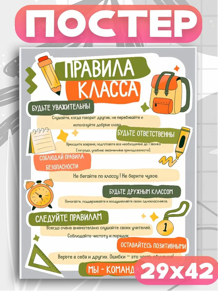 Постеры на стену Правила класса