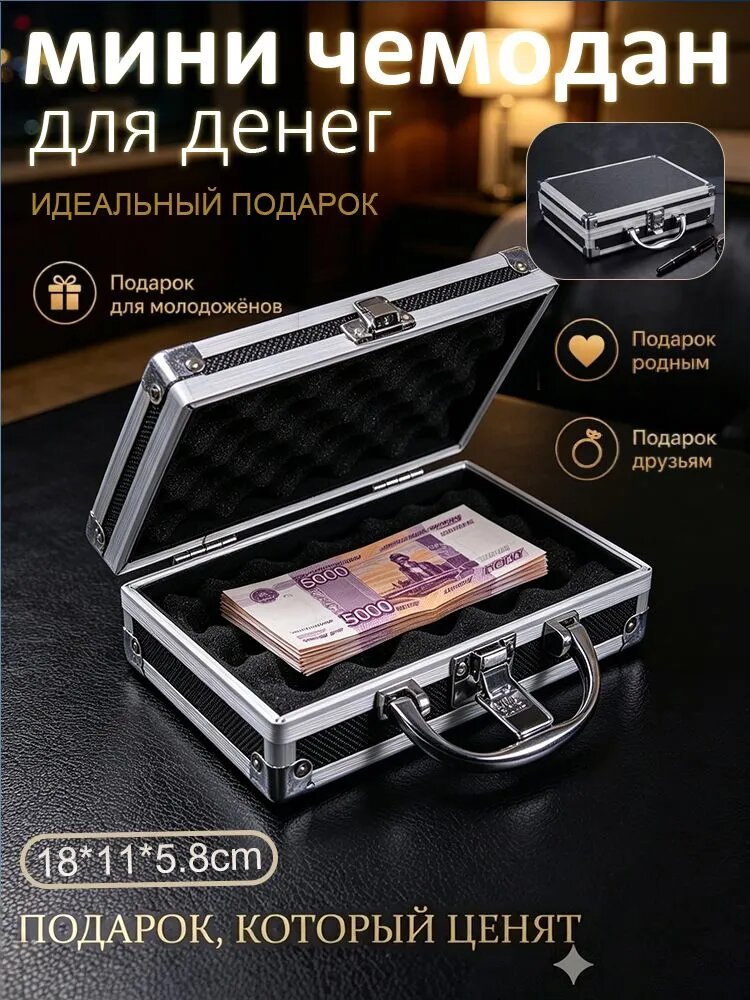 Мини чемодан для денег, открытка для денег