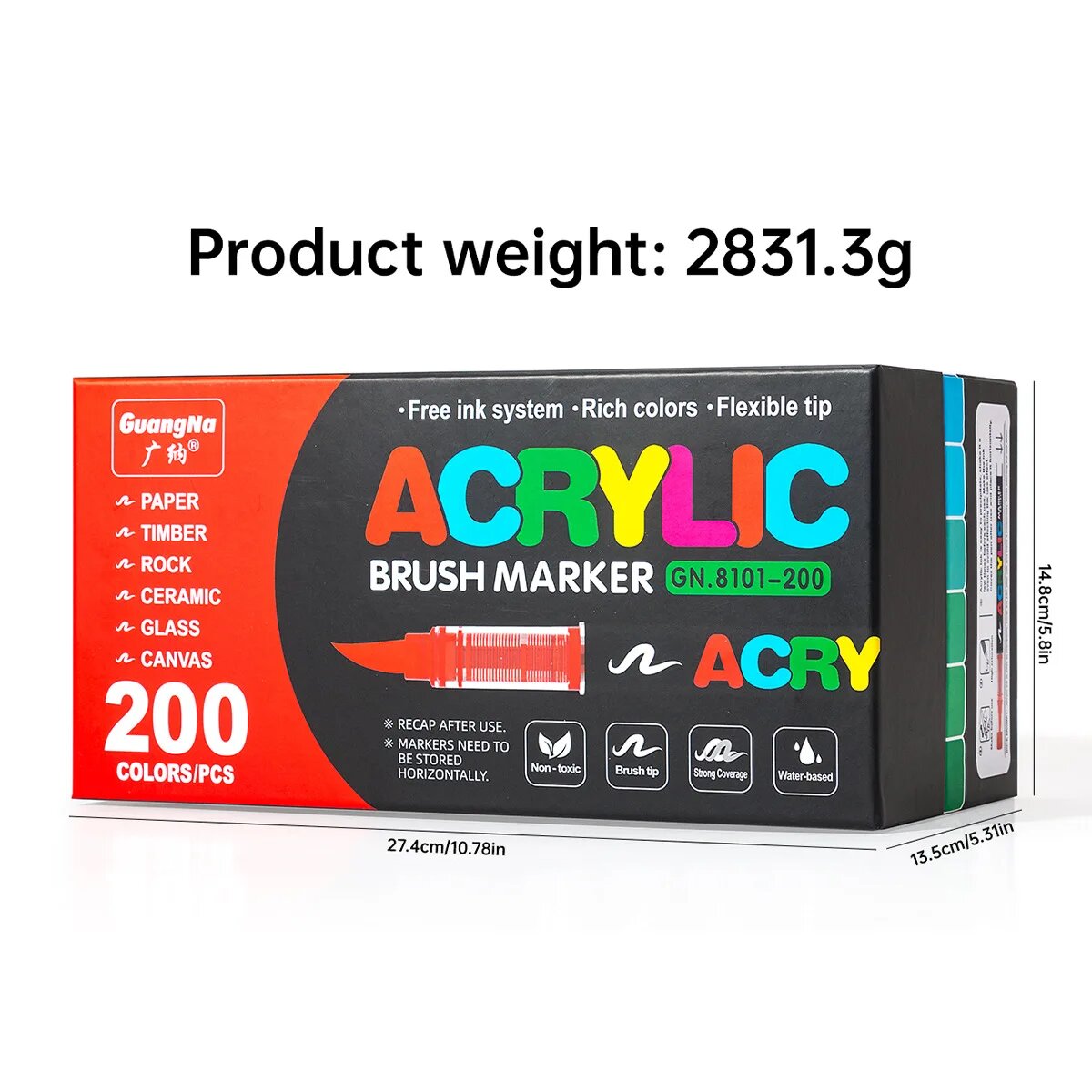 Маркеры акриловые Brush Marker GN.8101-200, 200 цветов