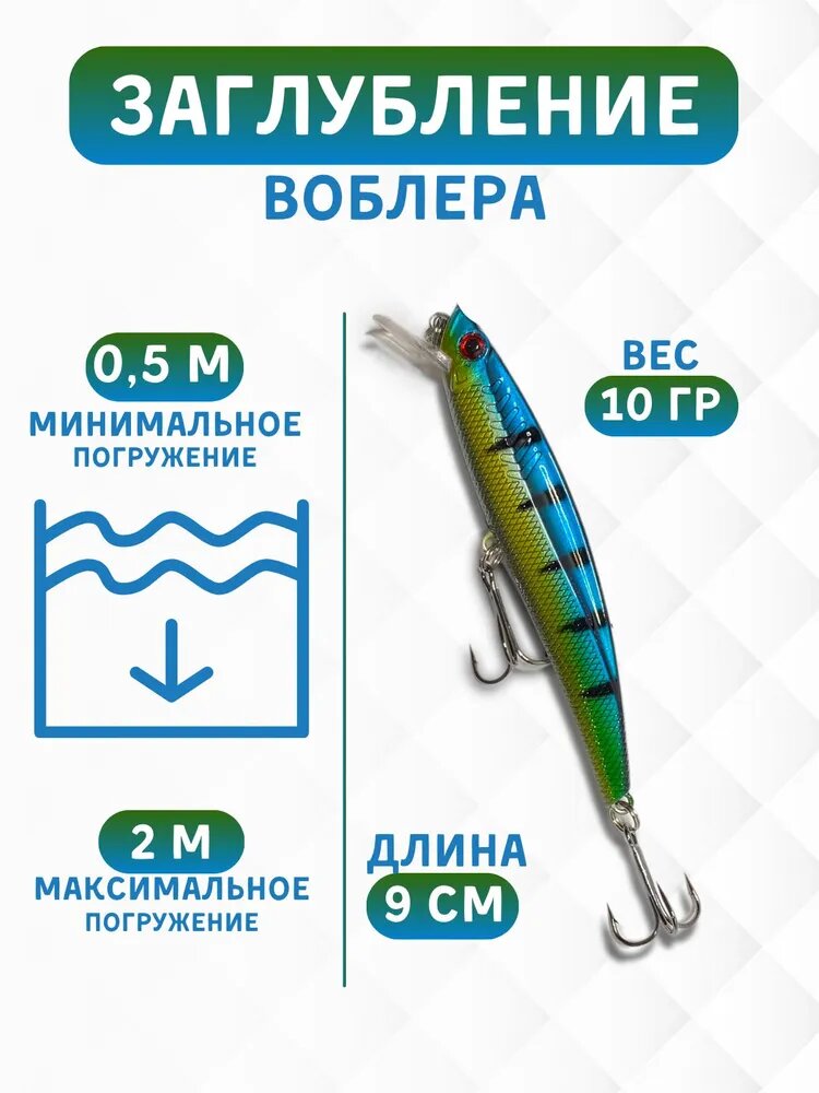 Набор воблеров для хищника, 9 см, 10 гр, минноу, 4 шт. — фото 1