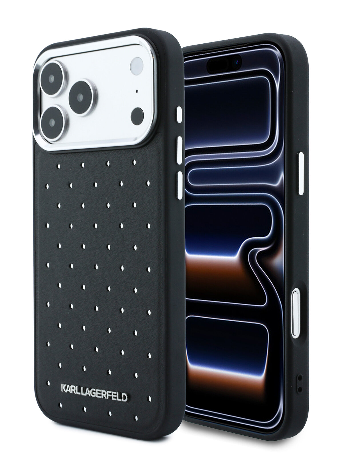 Чехол Karl Lagerfeld на iPhone 17 Pro Max, с магнитами MagSafe, чехол PU FW Perforated Dots Metal Cam Hard Black (MagSafe)