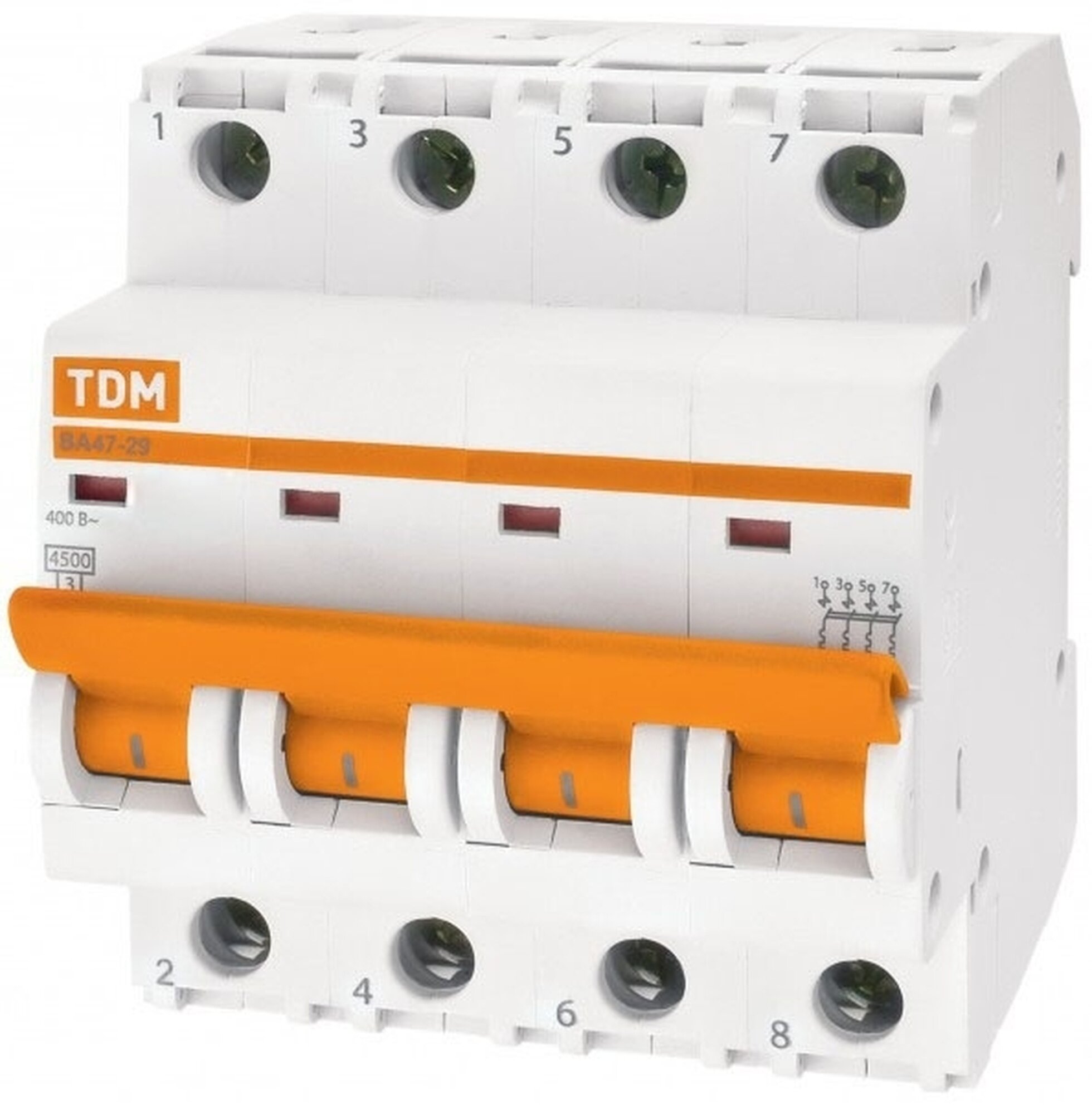 Выключатель автоматический TDM Electric ВА47-29 4Р 10А 4.5кА С (SQ0206-0123)