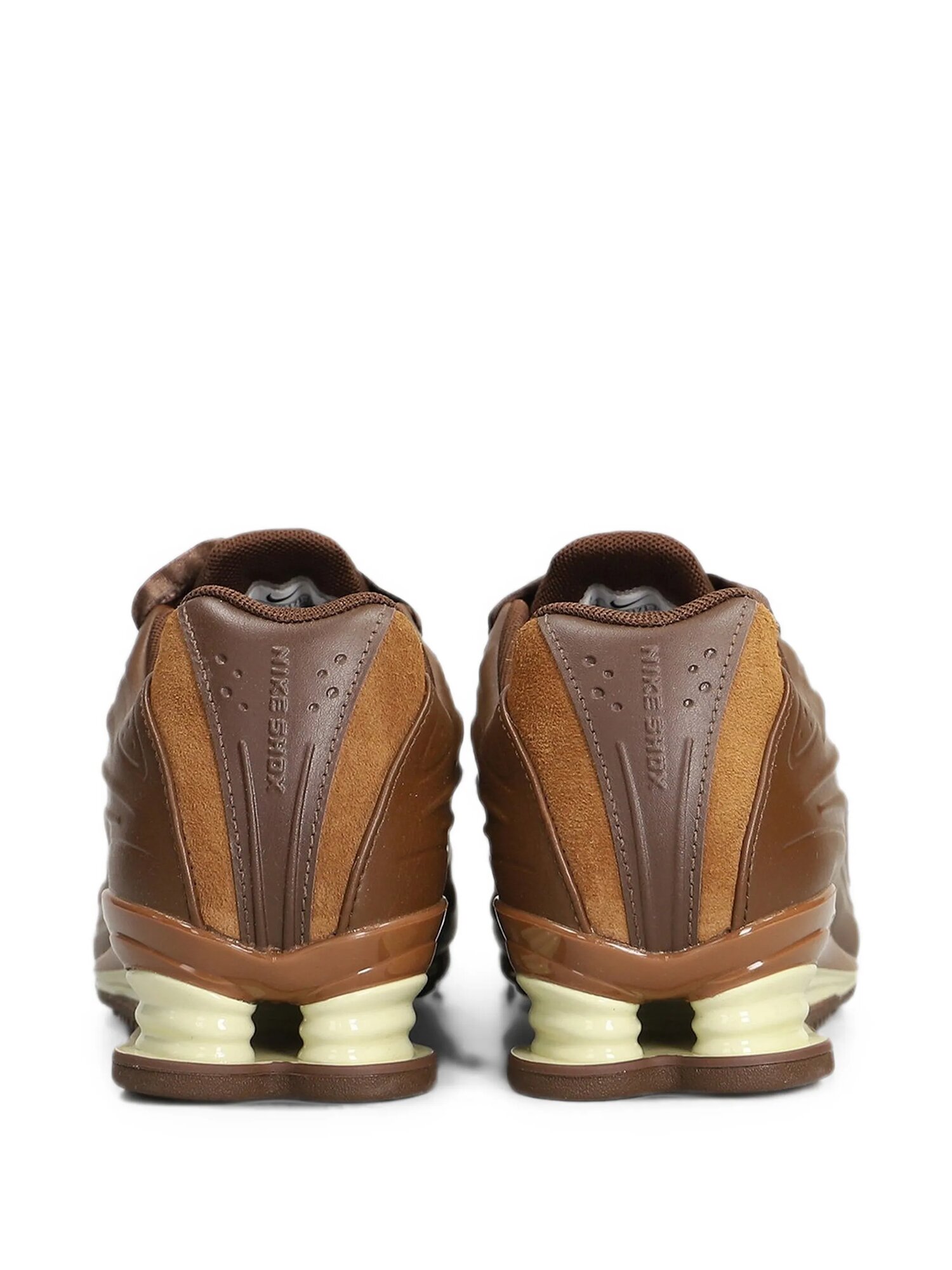 Кроссовки NIKE Shox R4 sneakers, размер 8 US, коричневый/серый/оранжевый — фото 1
