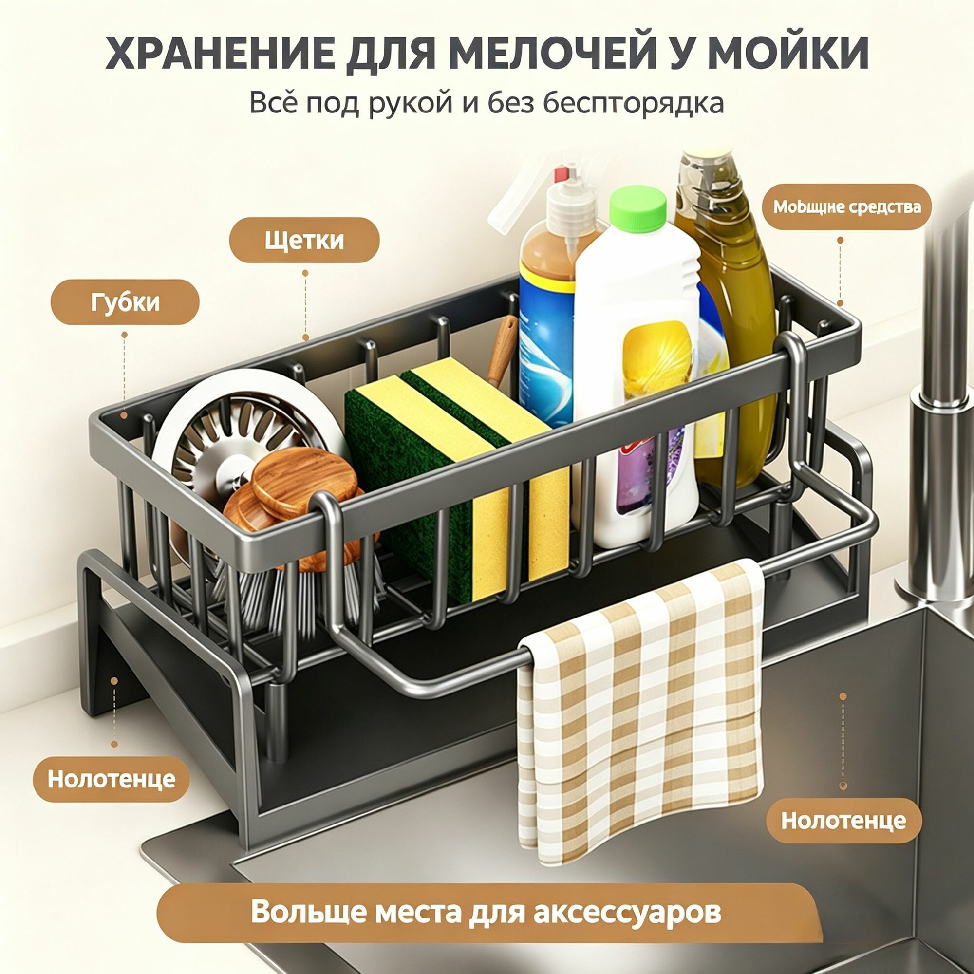 Quivix Держатель кухонный для полотенец, для кухонной утвари, 23 см х 9.4 см х 10.7 см, 1 шт