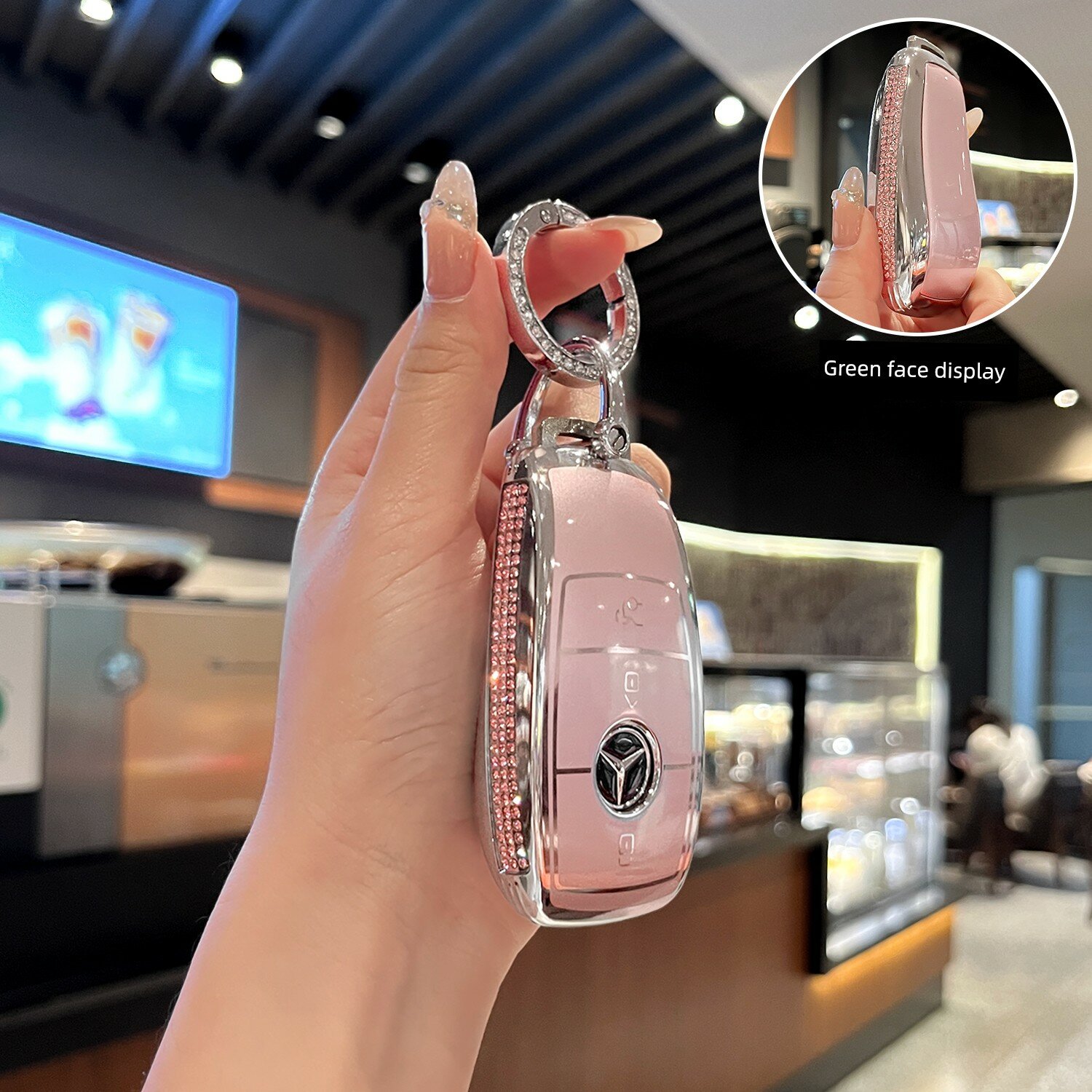 B Style Розовый алмаз Ключевой кольцо Чехол для брелока Мерседес С260Л Е300Л ГЛК300Л
