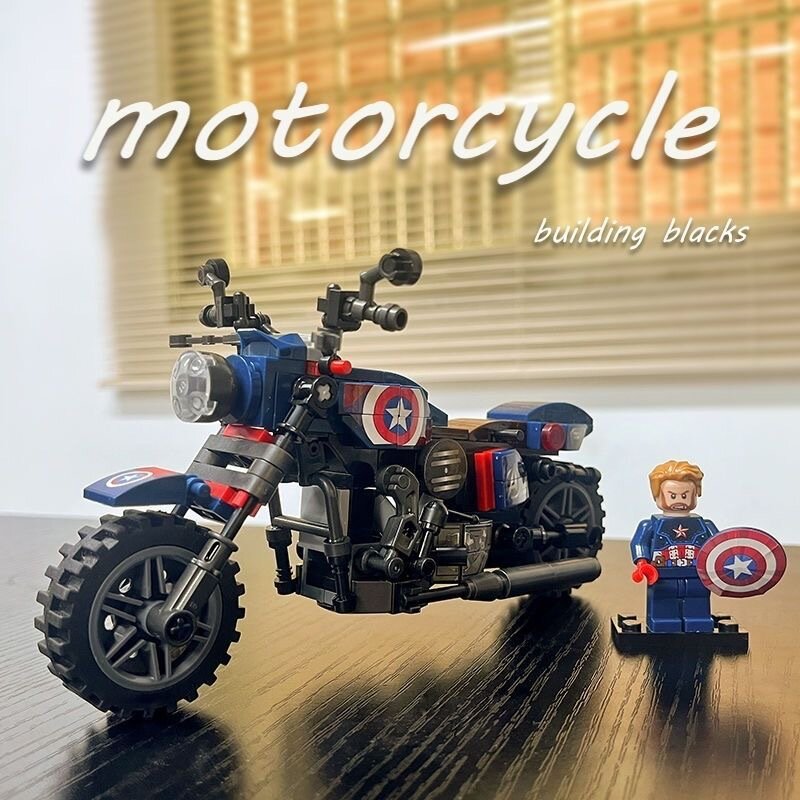 Мотоцикл "US Team Leader" + Пупсик в пакете OPPБольшой набор конструкторов совместим Lego, космическая серия Звездные Войны, роботы Валли и Ева