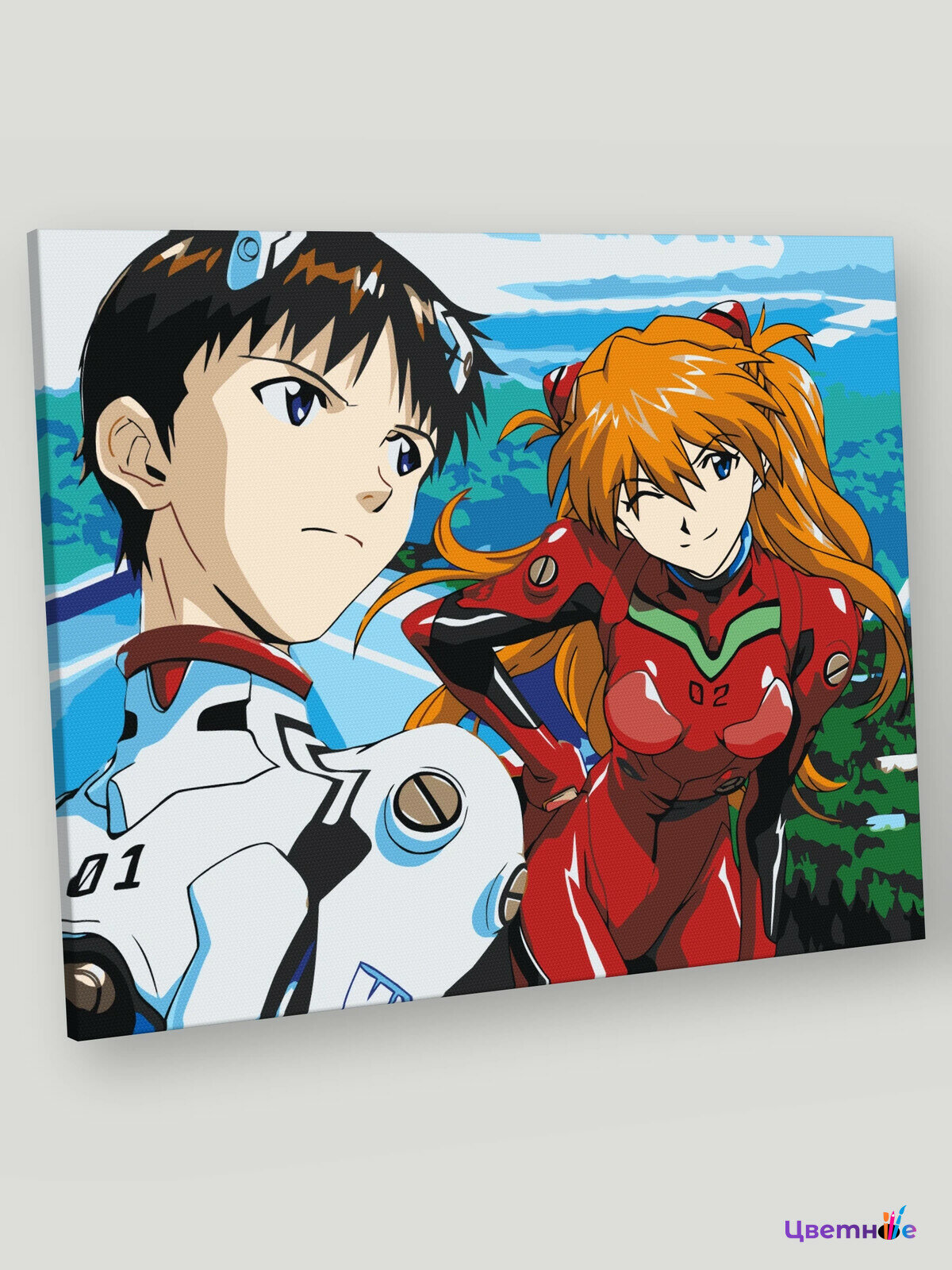 Картина по номерам на подрамнике Evangelion Евангелион 40х50
