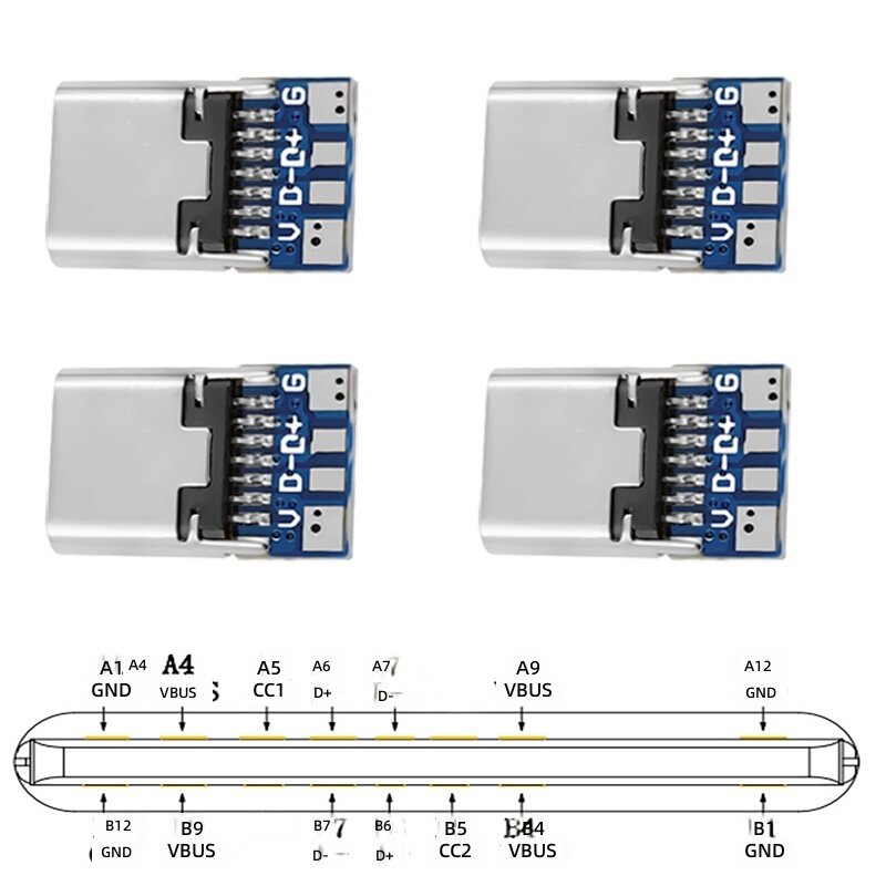 Разъем USB Type-C женский 14-pin для пайки, 4 шт, набор для ремонта PCB, поддержка быстрой зарядки PD и передачи данных