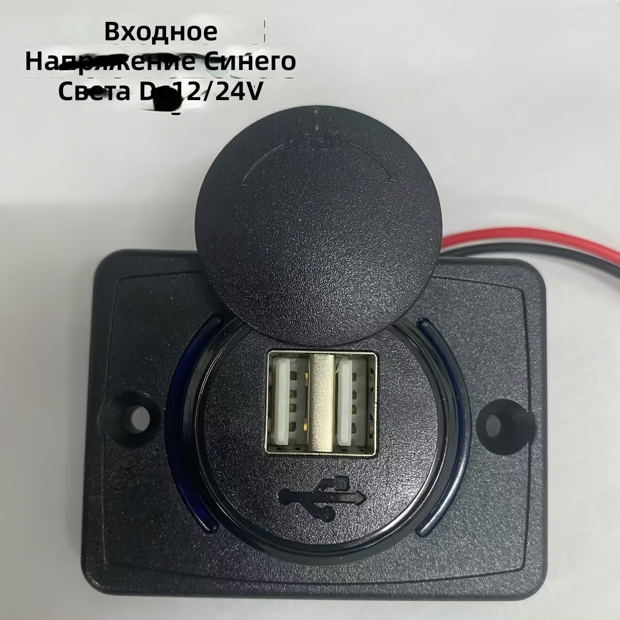 Автомобильное зарядное устройство 12V/24V с двумя USB-портами и синей светодиодной подсветкой, универсальное, для тюнингованных автомобилей, задних сидений и автобусов