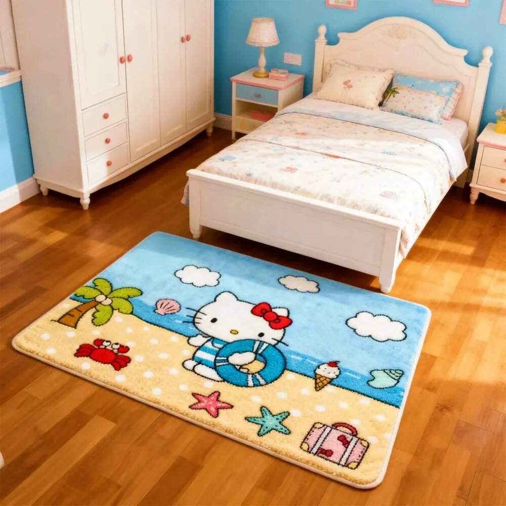 Ковер 50x80 см, детский, мультяшный, с рисунком Hello Kitty на пляже